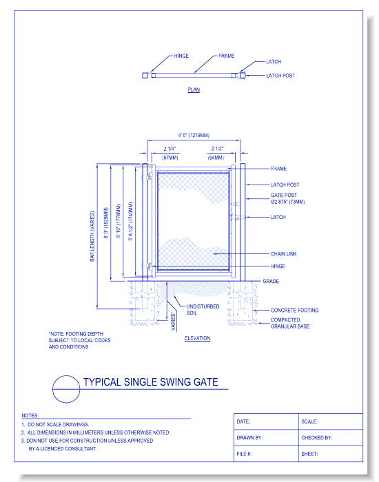 Typical Single Swing Gate - CADdetails - CADdetails