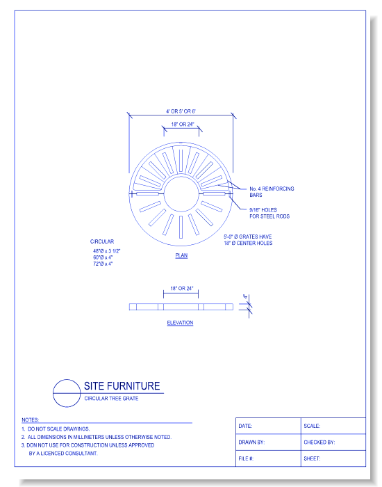 Tree Grate Circular - CADdetails - CADdetails