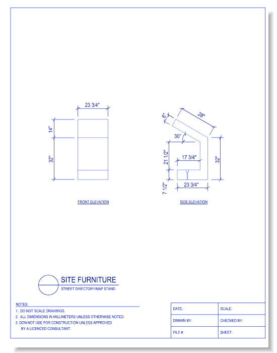 Signage Street Directory / Map Stand - CADdetails - CADdetails