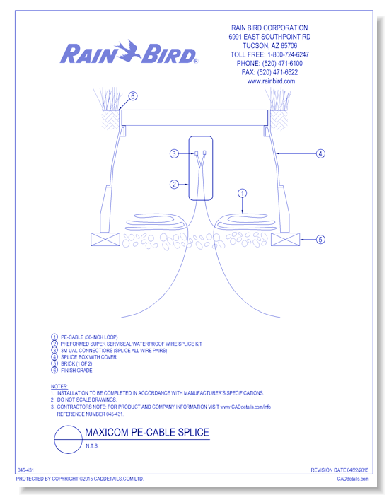 2-Wire Path Secondary Communication Splice Box - CADdetails