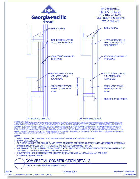 Typical Shallow Five-Sided Box Enclosure - CADdetails