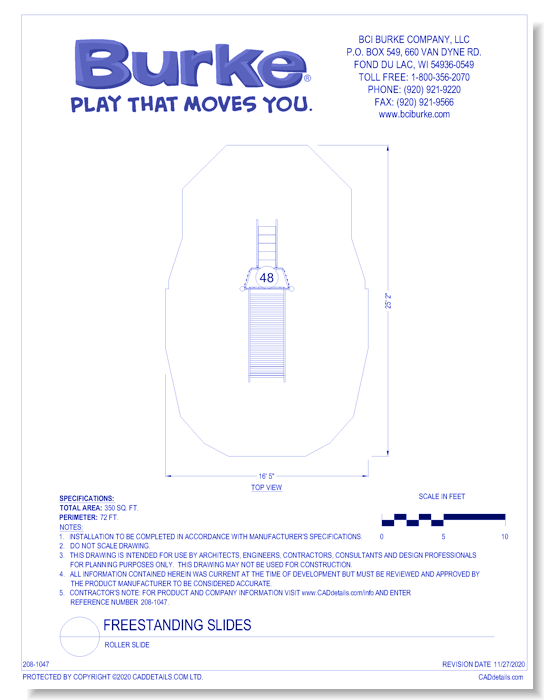 Roller Slide - BCI Burke Playgrounds - CADdetails