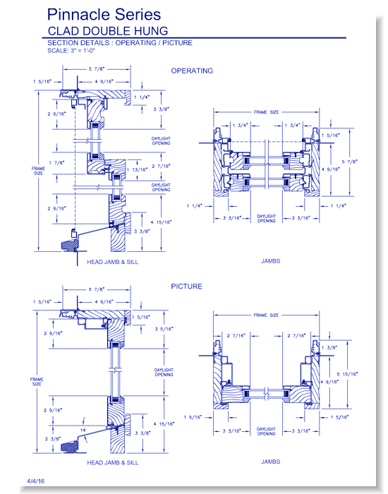 Pinnacle Clad Double Hung: Section Details - CADdetails