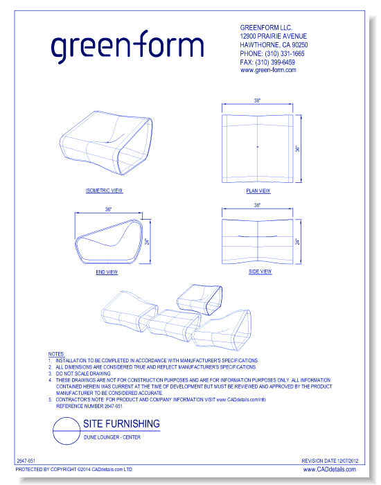 Dune Lounger - Center - Greenform - CADdetails