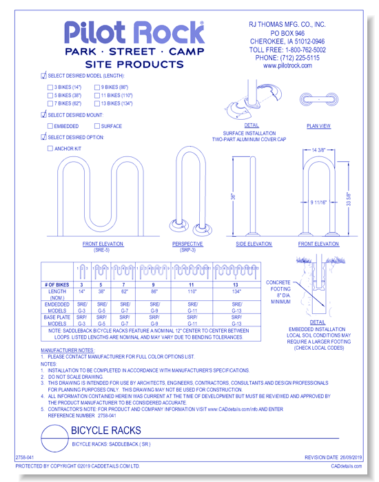 Bicycle Racks: Saddleback ( SR ) - CADdetails