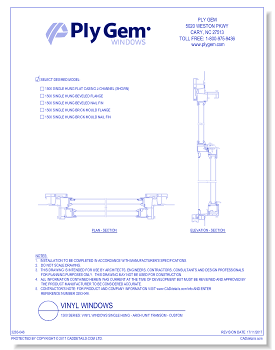 1500 Series: Vinyl Windows Single Hung - Arch Unit Transom - Modular ...