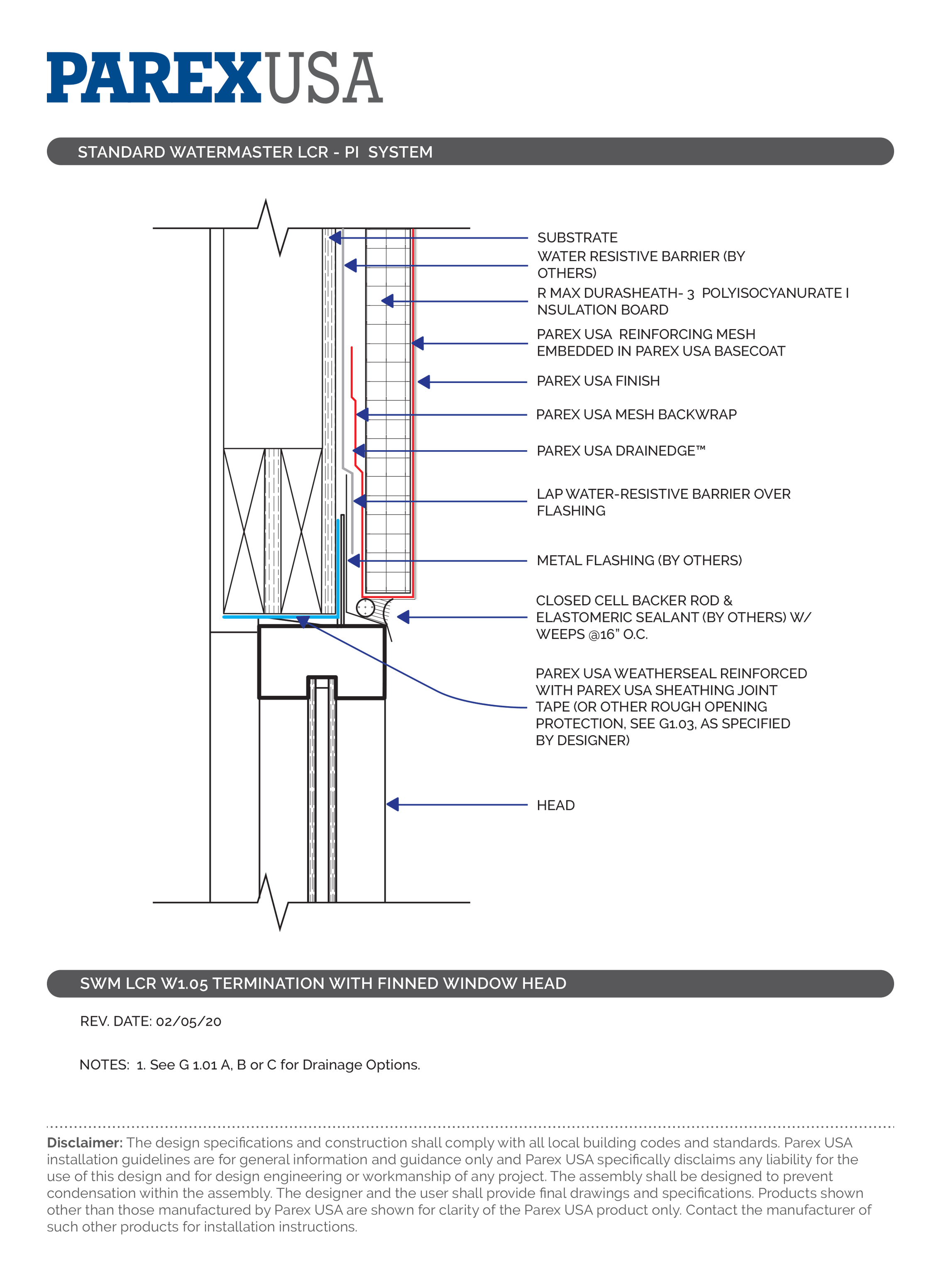 SWM LCR-PI W1.05 - Termination w/ Finned Window Head - CADdetails