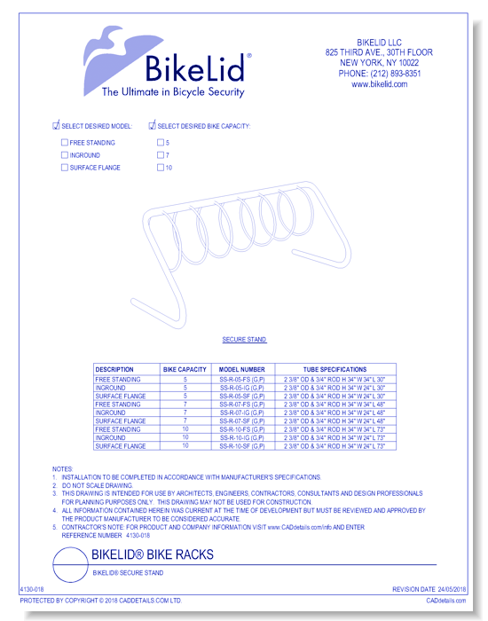 BikeLid® Secure Stand - Atkore Calpipe Security Bollards - CADdetails