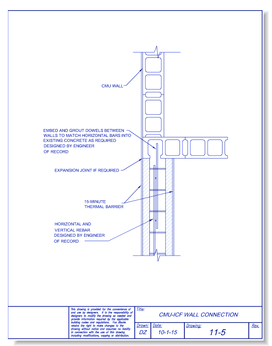 ICF to Existing CMU Wall - Fox Blocks - CADdetails