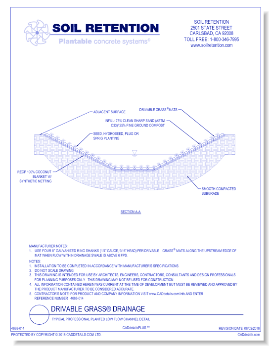 Typical Professional Planted Low Flow Channel Detail - CADdetails