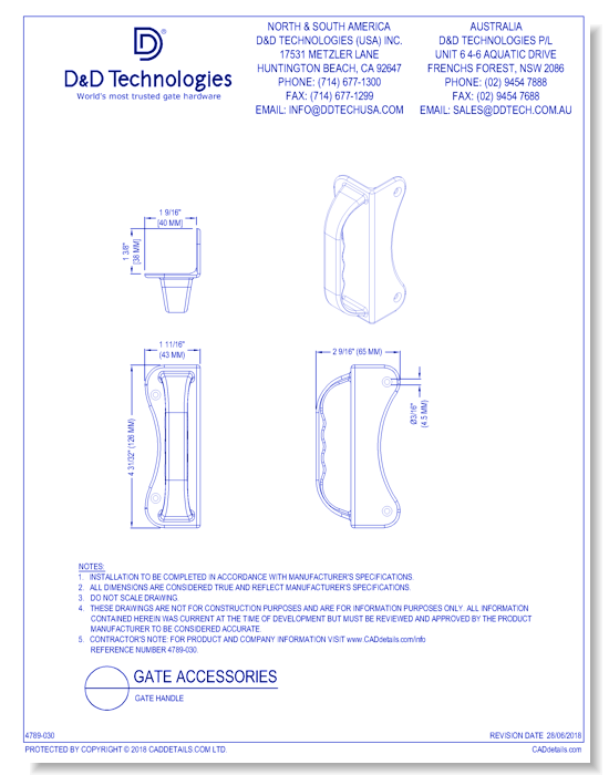 Gate Handle - D&D Technologies USA, Inc. - CADdetails
