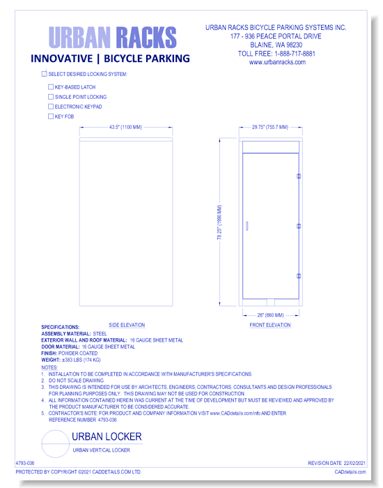 Urban Locker: Urban Vertical Locker - CADdetails