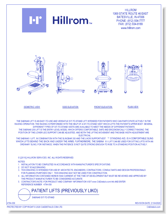 Sabina® Sit-To-Stand - Baxter - CADdetails