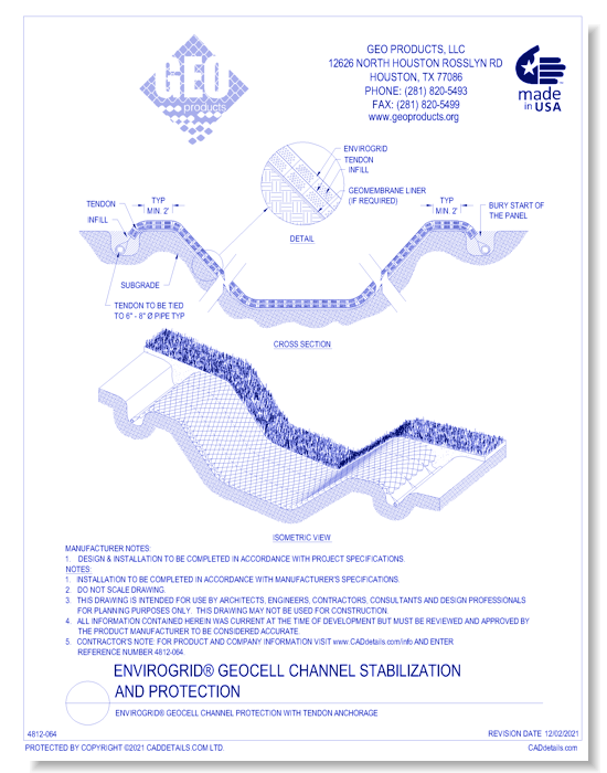 EnviroGrid® Geocell Channel Protection with Tendon Anchorage - CADdetails