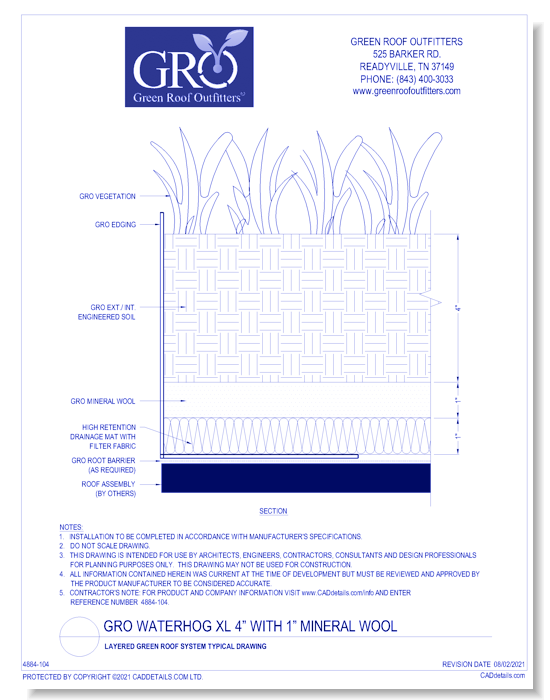 GRO Waterhog XL - 4 Inch With 1 Inch Min. Wool, Layered Green Roof ...