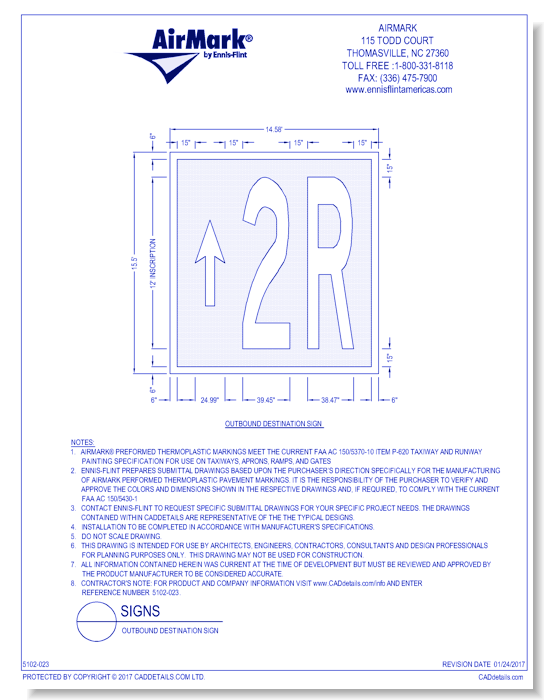 Outbound Destination Sign - Thunderbird Products - CADdetails
