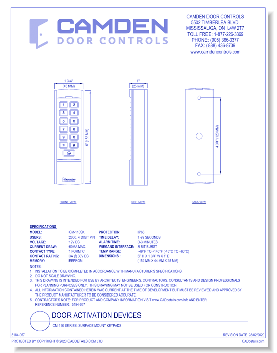 CM-110 Series: Surface Mount Keypads - CADdetails