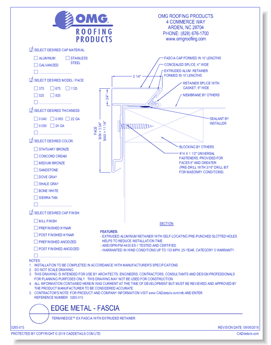 TerminEdge™ EX Fascia with Extruded Retainer - Post Guard - CADdetails