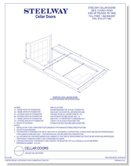 Angled Cellar Doors - PrivacyLink® - CADdetails