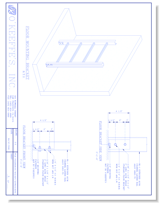 Floor Mounted Bracket (Standard) - O'Keeffe's, Inc. - CADdetails