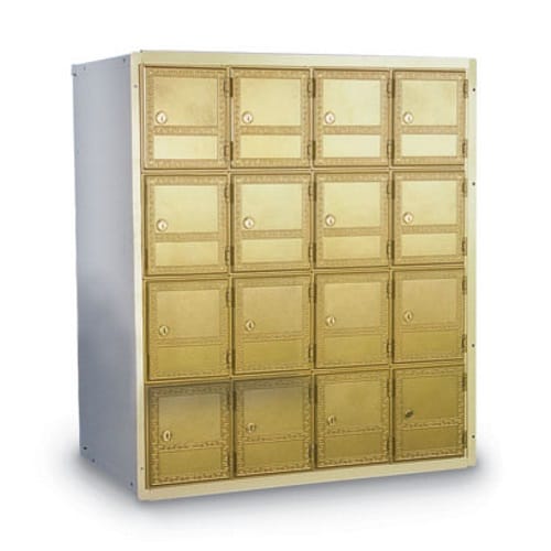 16-Door Rear Load Brass Mailbox - CADdetails