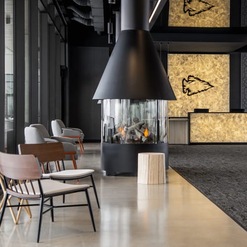 Round Commercial Gas Fireplace - Montigo Fireplaces - CADdetails