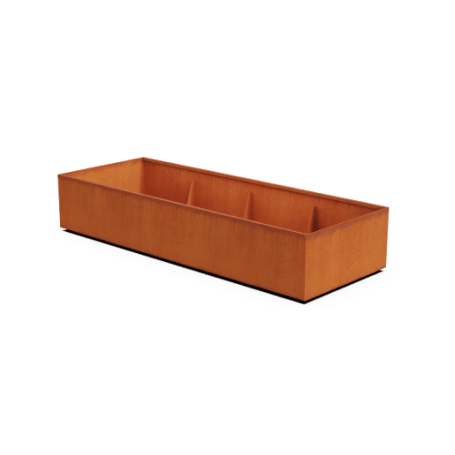Corten Steel Wide Rectangular Planter - 30" Wide - CADdetails